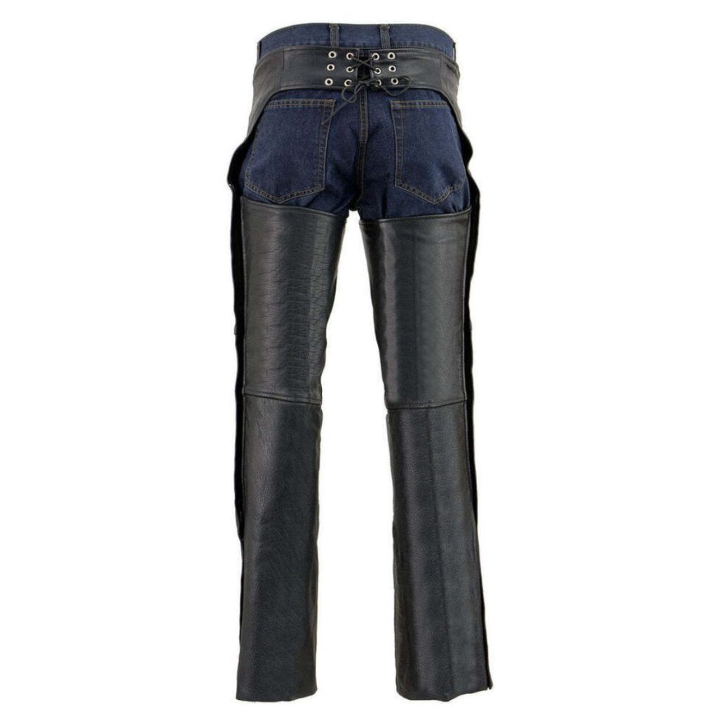 Bold Back Biker Buttless Leather Chaps