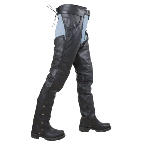 Adventurer Black Leather Motorcycle Chaps