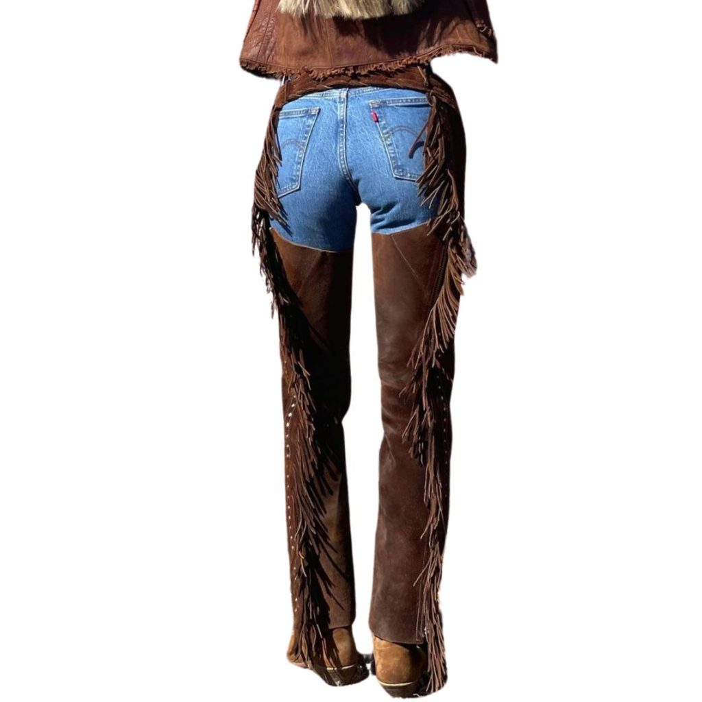 Adalyn Womens Western Black Leather Chaps