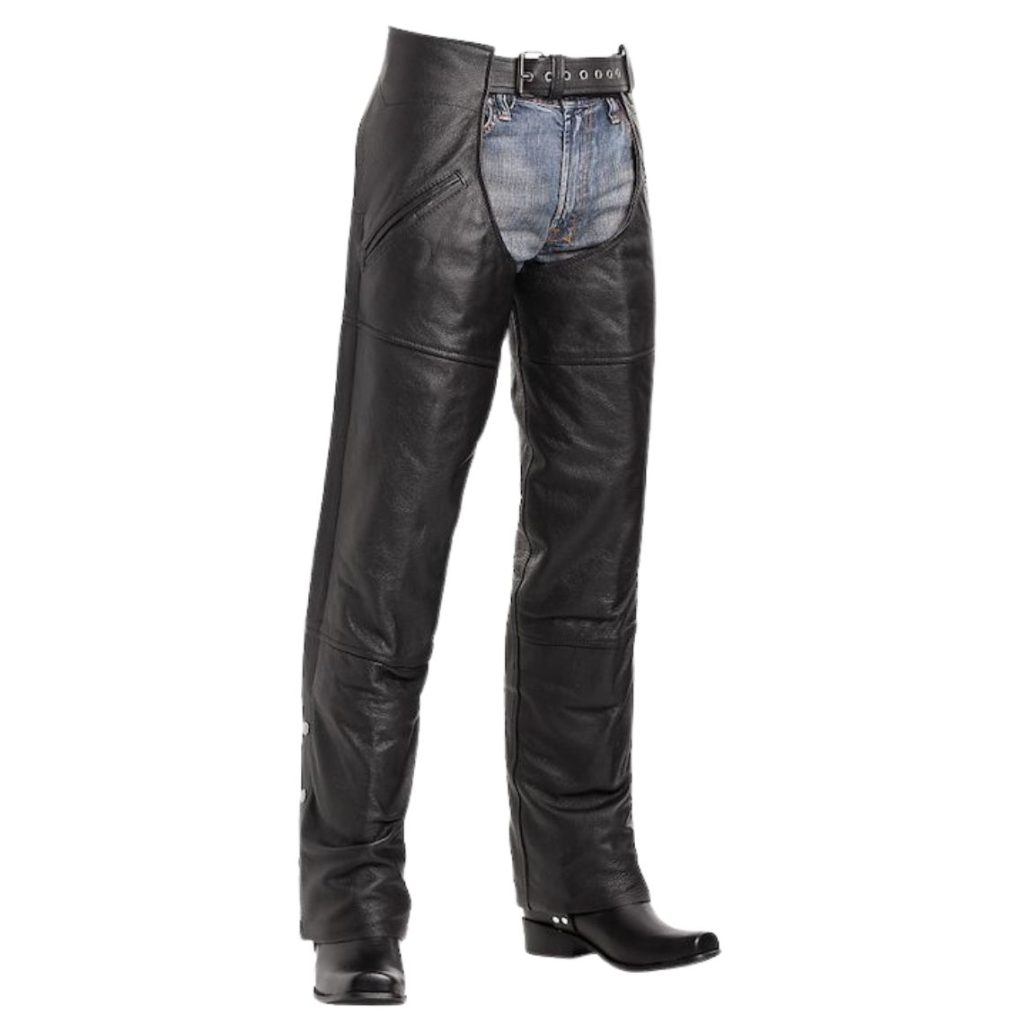 Adventurer Black Leather Motorcycle Chaps