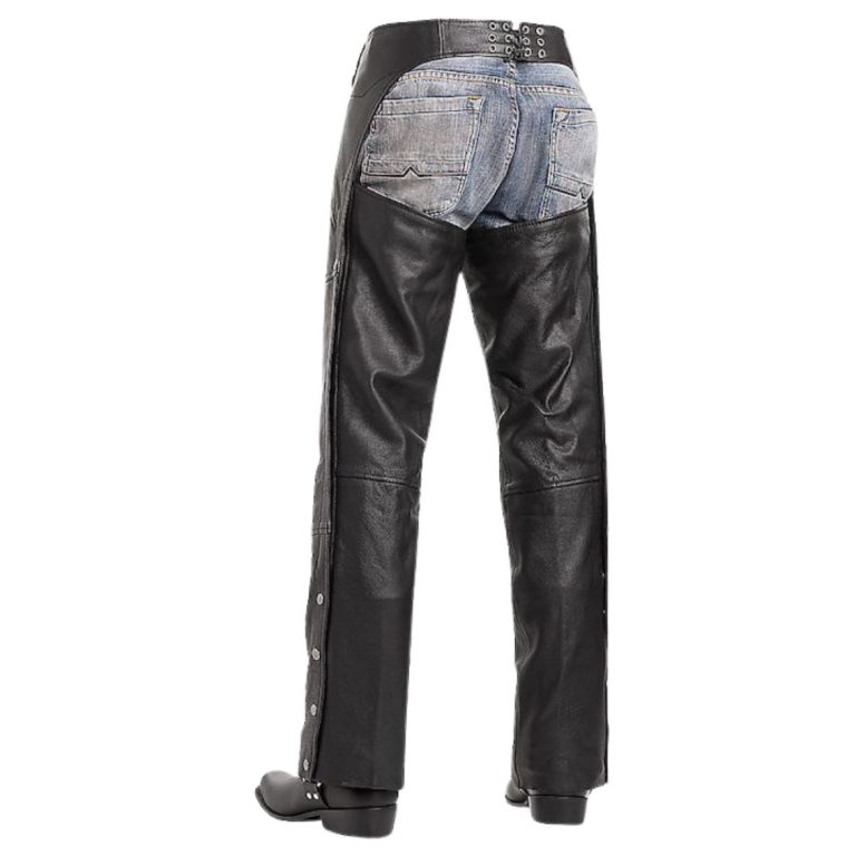 Adventurer Black Leather Motorcycle Chaps