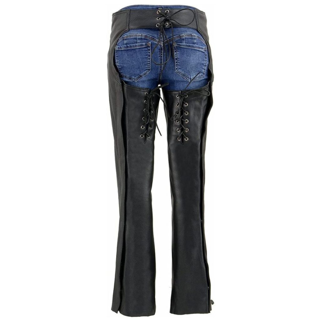 Rumy Womens Black Fringed Leather Chaps