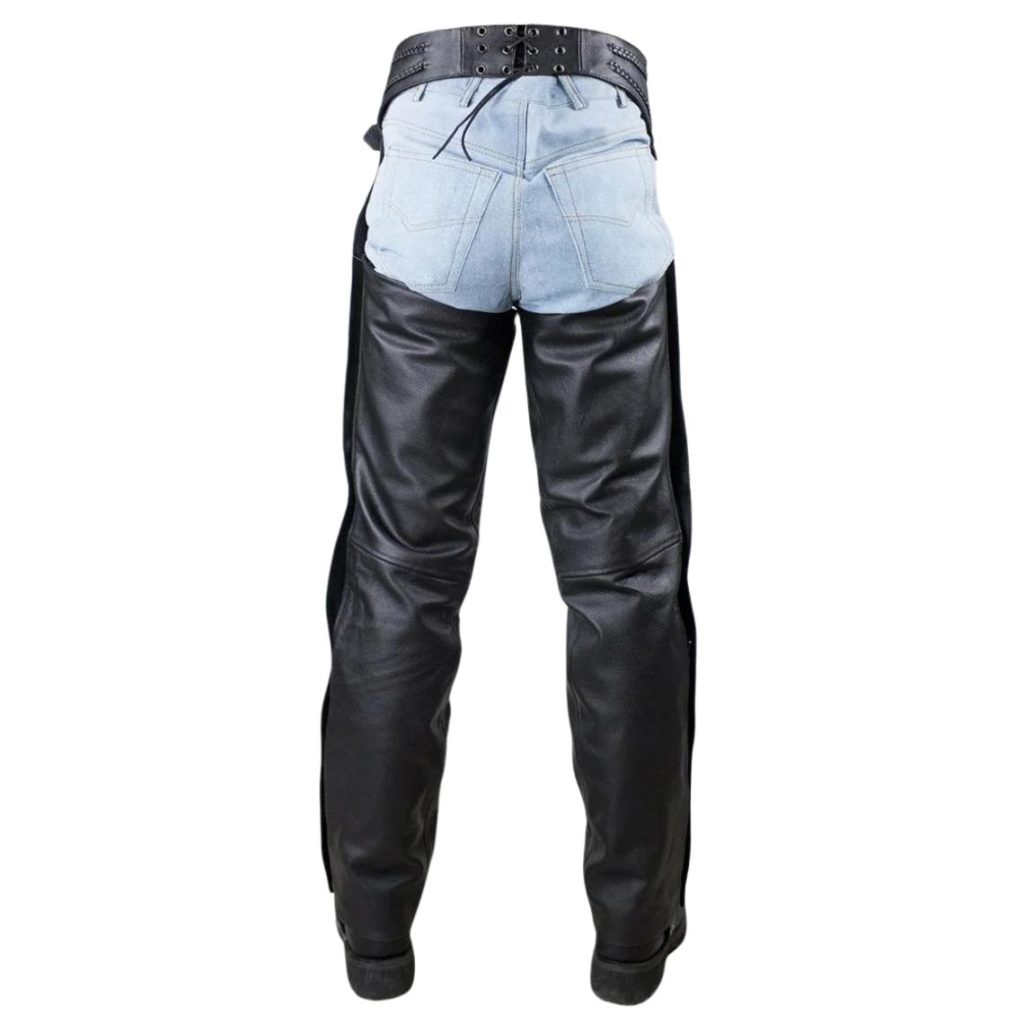 Bold Back Biker Buttless Leather Chaps
