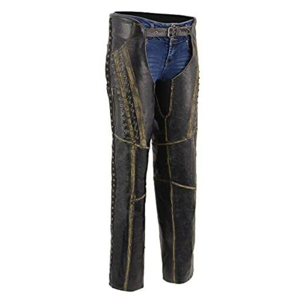 Adventurer Black Leather Motorcycle Chaps