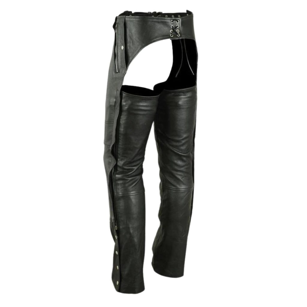 Rumy Womens Black Fringed Leather Chaps