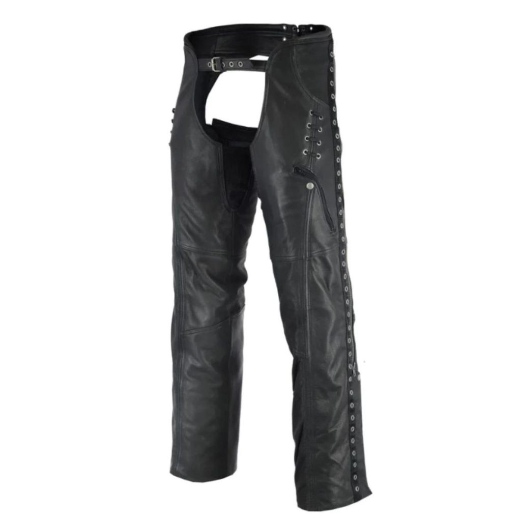 Rumy Womens Black Fringed Leather Chaps