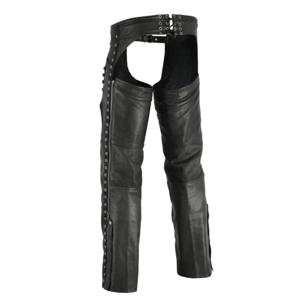 Rumy Womens Black Fringed Leather Chaps