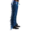 Antique Blue Suede Mens Western Fringe Chaps
