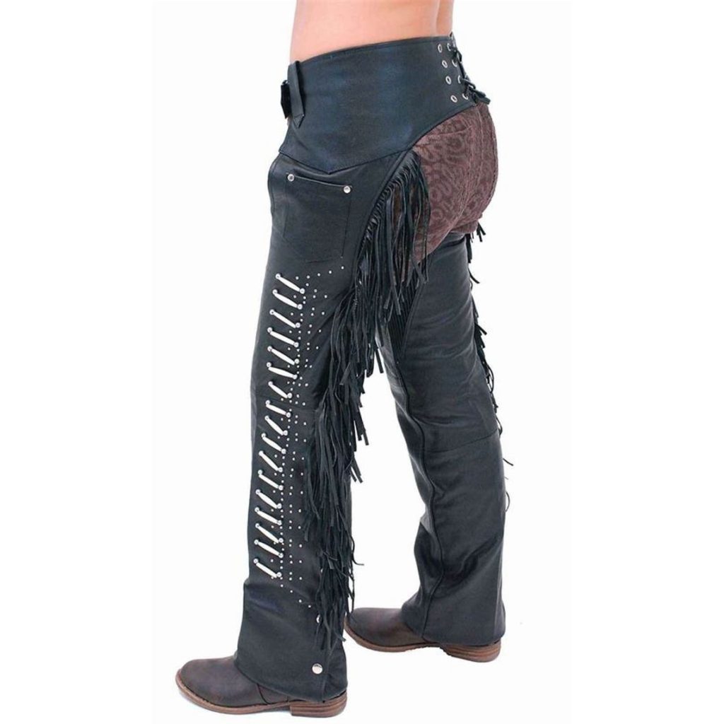 Mack Black Mens Motorcycle Fringe Chaps