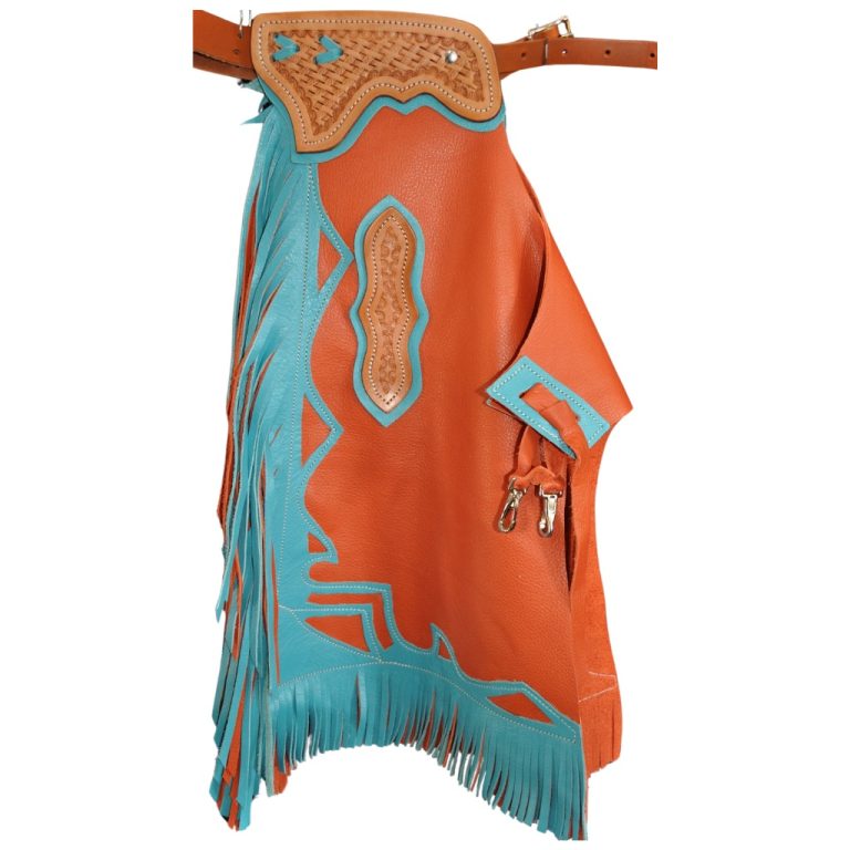 Black and Silver Bull Riding Leather Rodeo Western Chaps